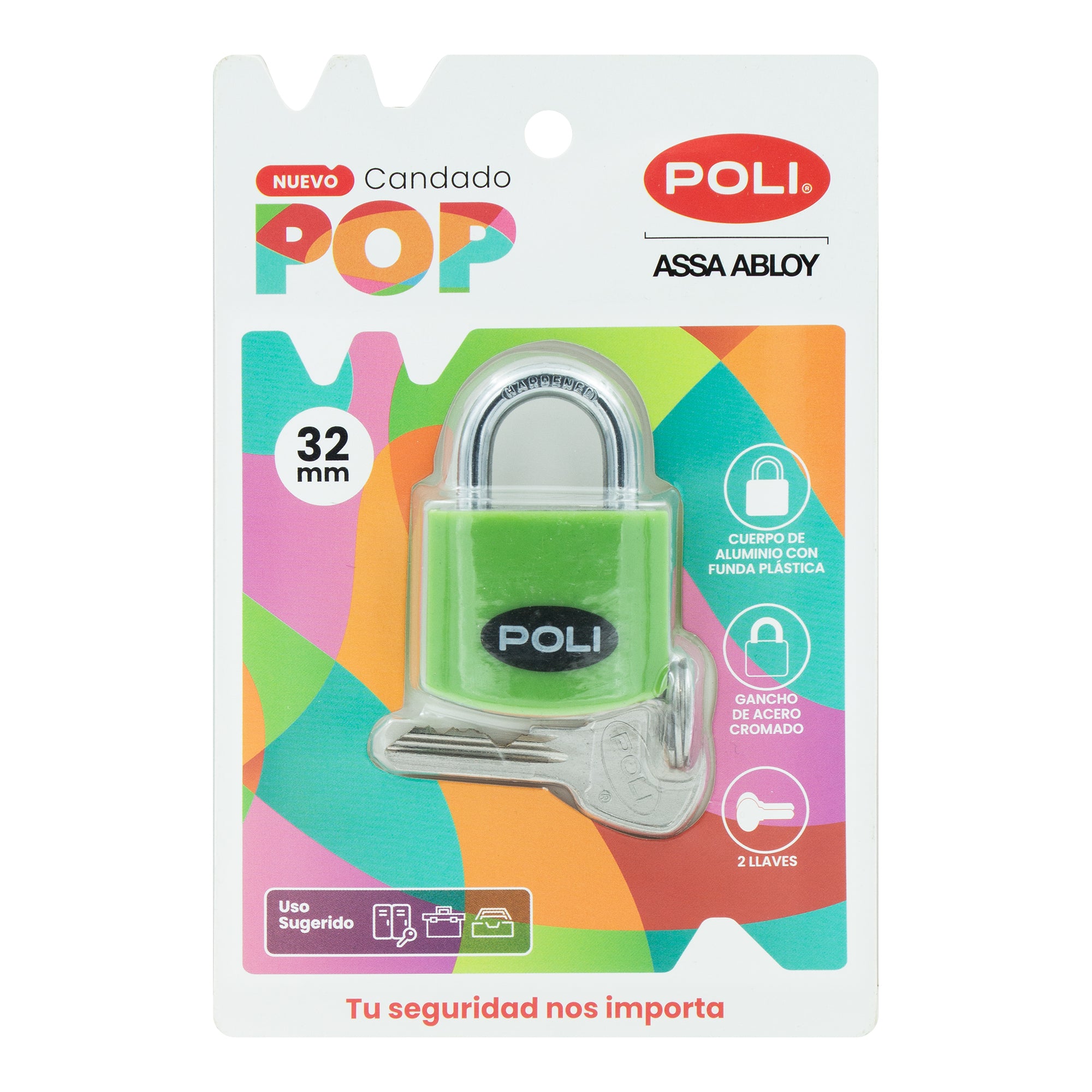 Candado POLI POP 32mm VERDE – Poli Chile: Líderes en Cerraduras